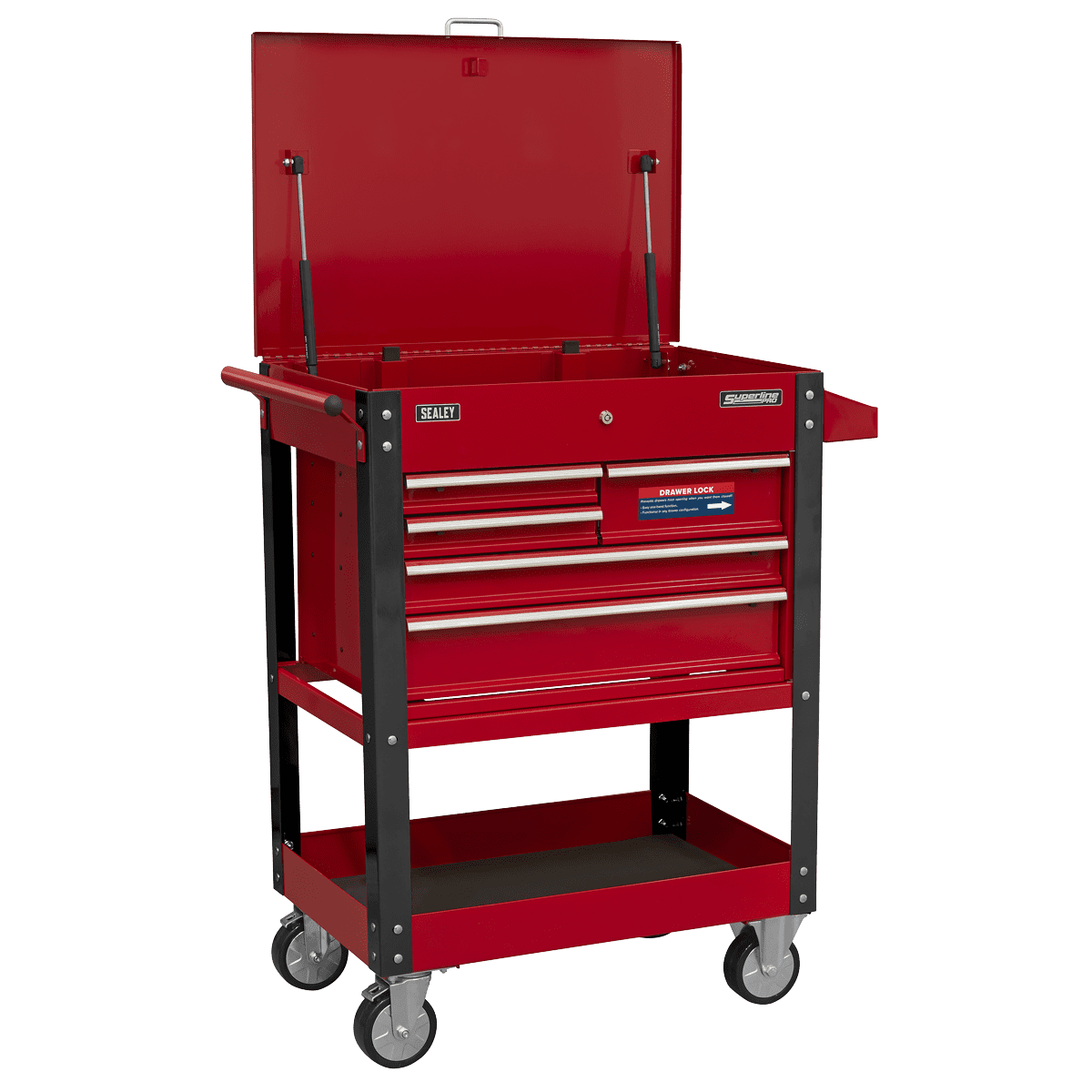 Sealey AP890M Heavy-Duty Mobile Trolley with 5 Drawers and Lockable Top