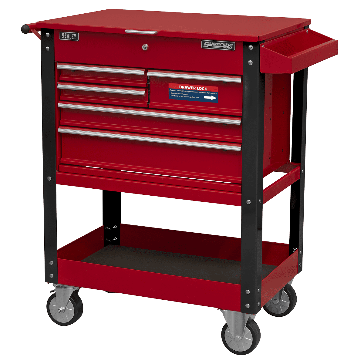 Sealey AP890M Heavy-Duty Mobile Trolley with 5 Drawers and Lockable Top