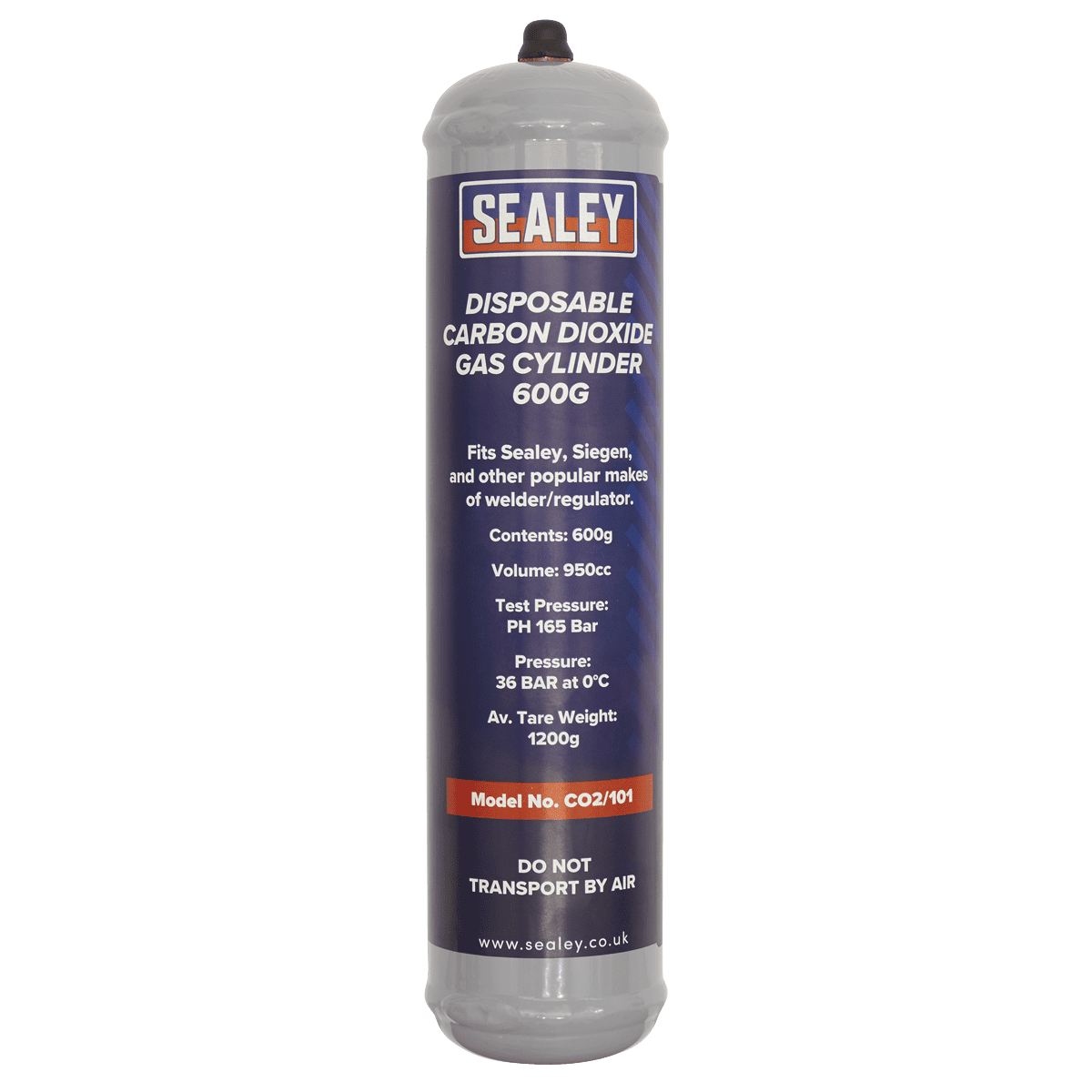 Sealey CO2/101 Gas Cylinder Disposable Carbon Dioxide 600g
