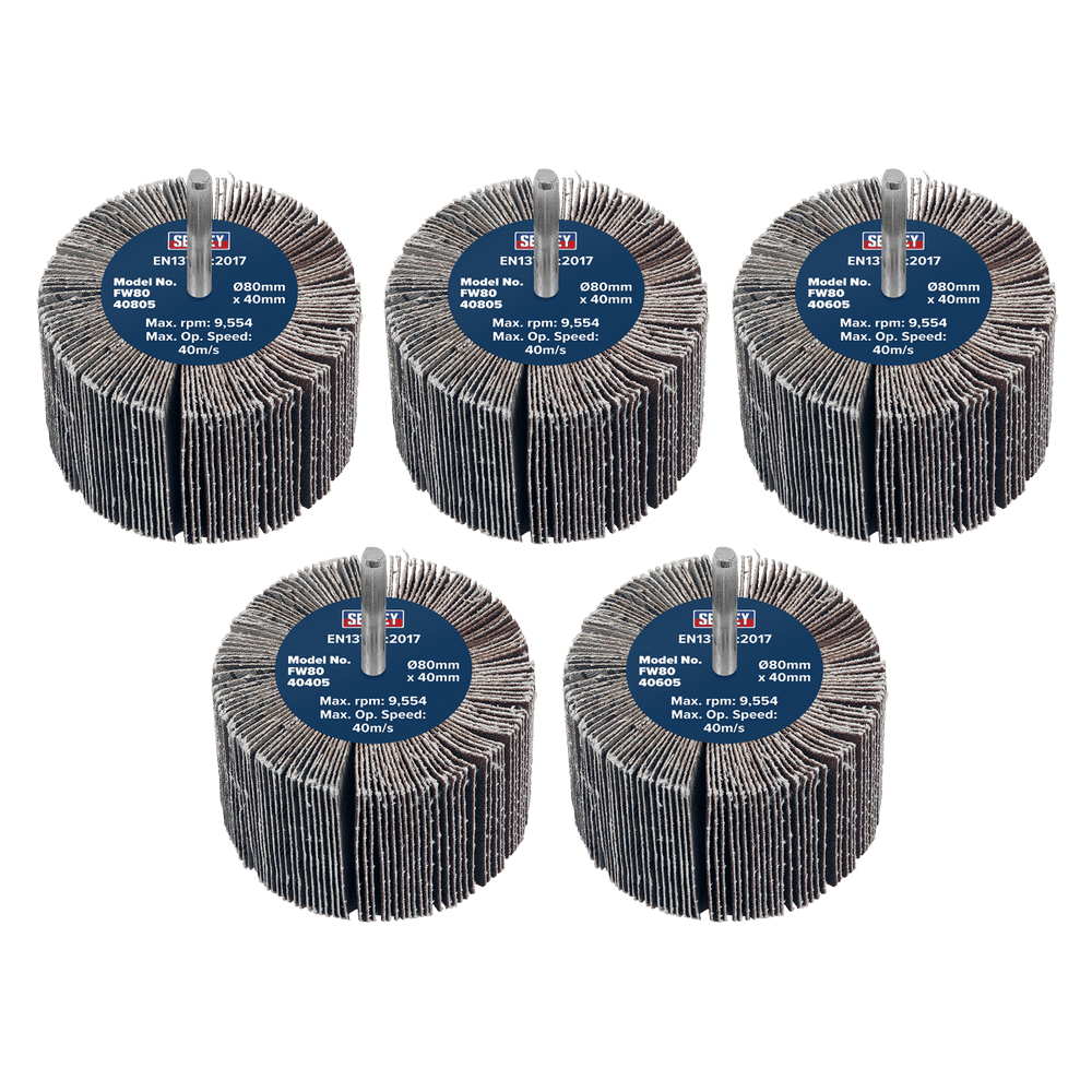 Sealey FW8040ASS Abrasive Flap Wheel Ø80 x 40mm Ø6mm Shaft Assorted ...