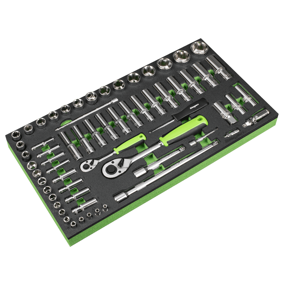 Sealey S01271 Tool Tray with Socket Set 62pc 1/4" & 1/2"Sq Drive Metric