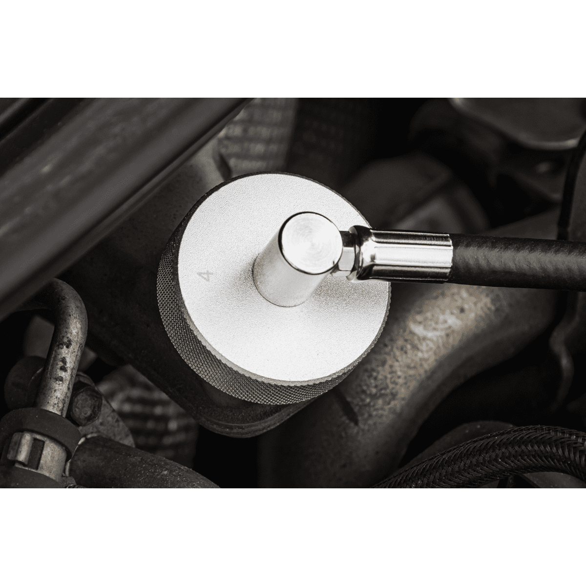 Sealey VS0204C4 Brake Pressure Bleeder Cap Ø45mm - Connector With Hose 90