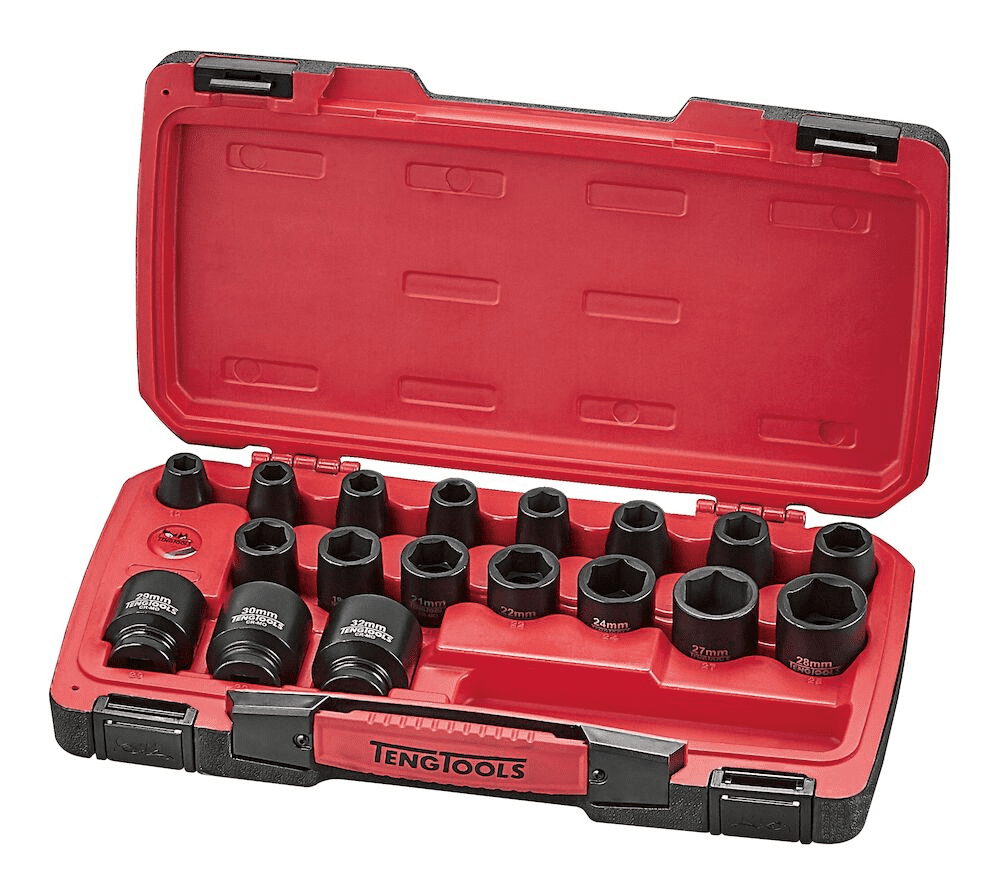 Teng T9222 22 Piece 1/2" Drive Metric Regular Impact Socket Set