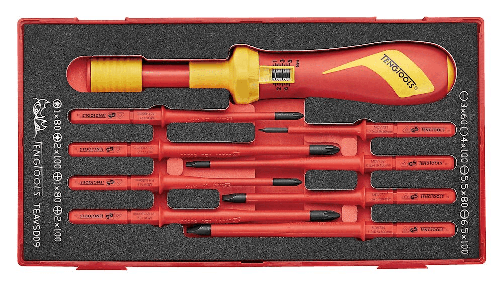 Teng TEAVDS09 9 Piece 1/4" Drive Insulated 1000V Torque Screwdriver Set ...