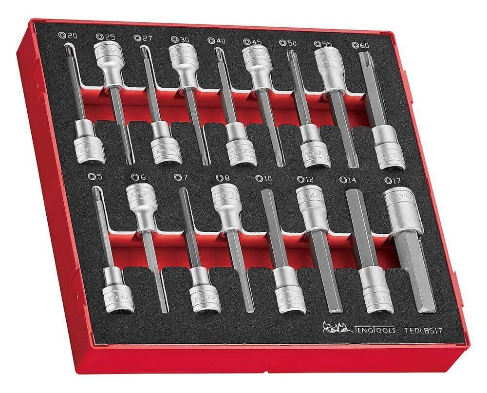 Teng TEDLBS17 1/2" Drive 17 Piece Long Hex & TX Bit Socket Set