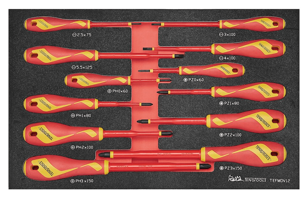 Teng TEFMDV12 Insulated Screwdriver Set 1000 Volt 12 Piece