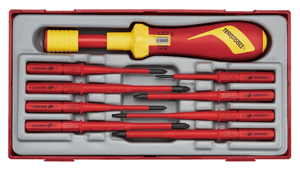 Teng TTVSD09 9 Piece 1/4" Drive Insulated 1000V Torque Screwdriver Set ...