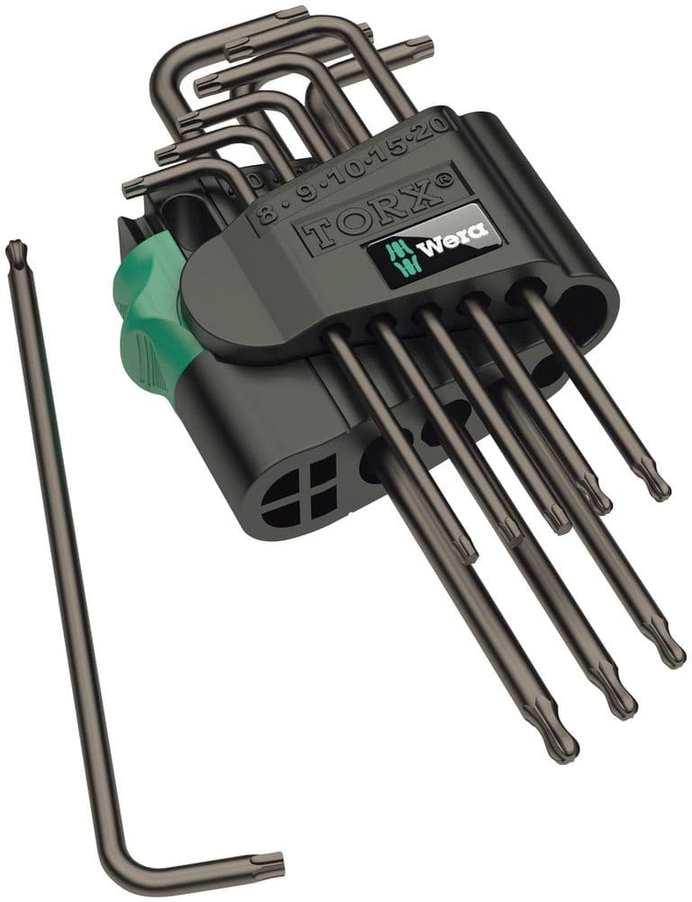 Wera 05073598001 9 Piece Long Ballend Torx Key Set T8-T40