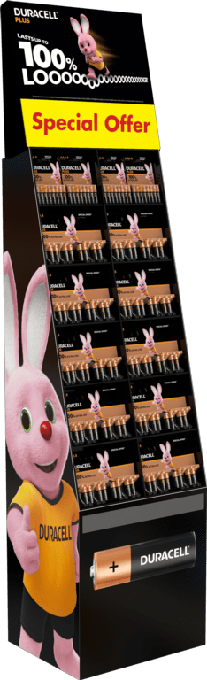 Duracell Plus Power 72 AA & 40 AAA Batteries - Free Standing Display Unit