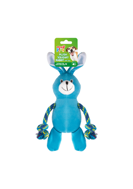 Pets at Play Squeaky Rabbit With Rope Arms
