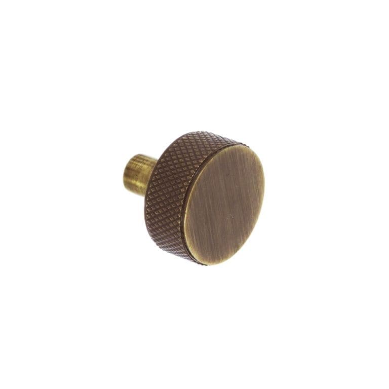 SMITHS Knurled Disc Knob 32mm - Antique Brass