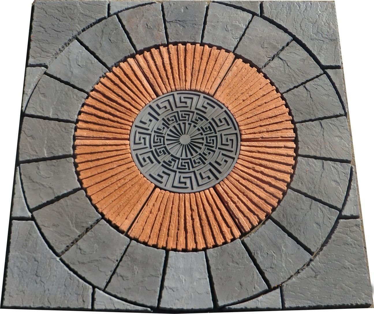 1800mm Rotunda Slate Grey Greek Key Plus Infill and Terracotta Tile Inset
