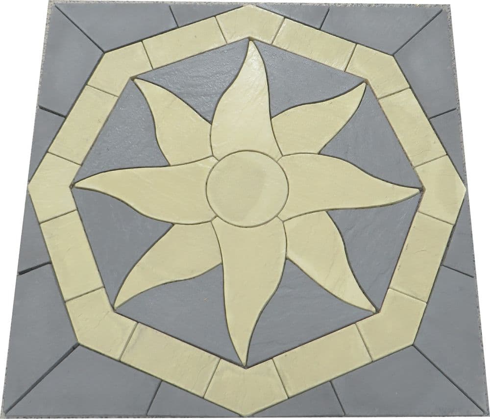 2400mm Aztec Sun Octagonal Paving Kit Buff plus Slate Grey Infill