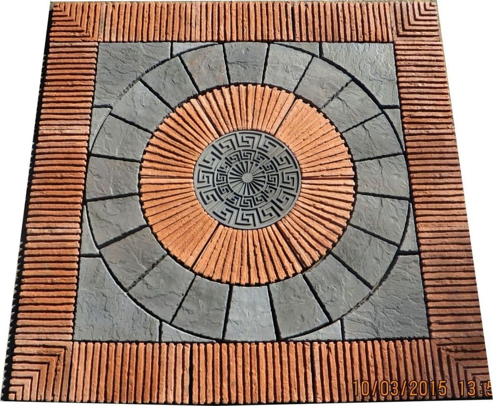 2400mm Rotunda Greek Key Buff Plus TerracottaTile Inset And Surround