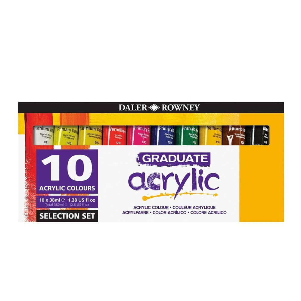 Daler Rowney Graduate Acrylic Paint Set of 10 x 38ml Colours