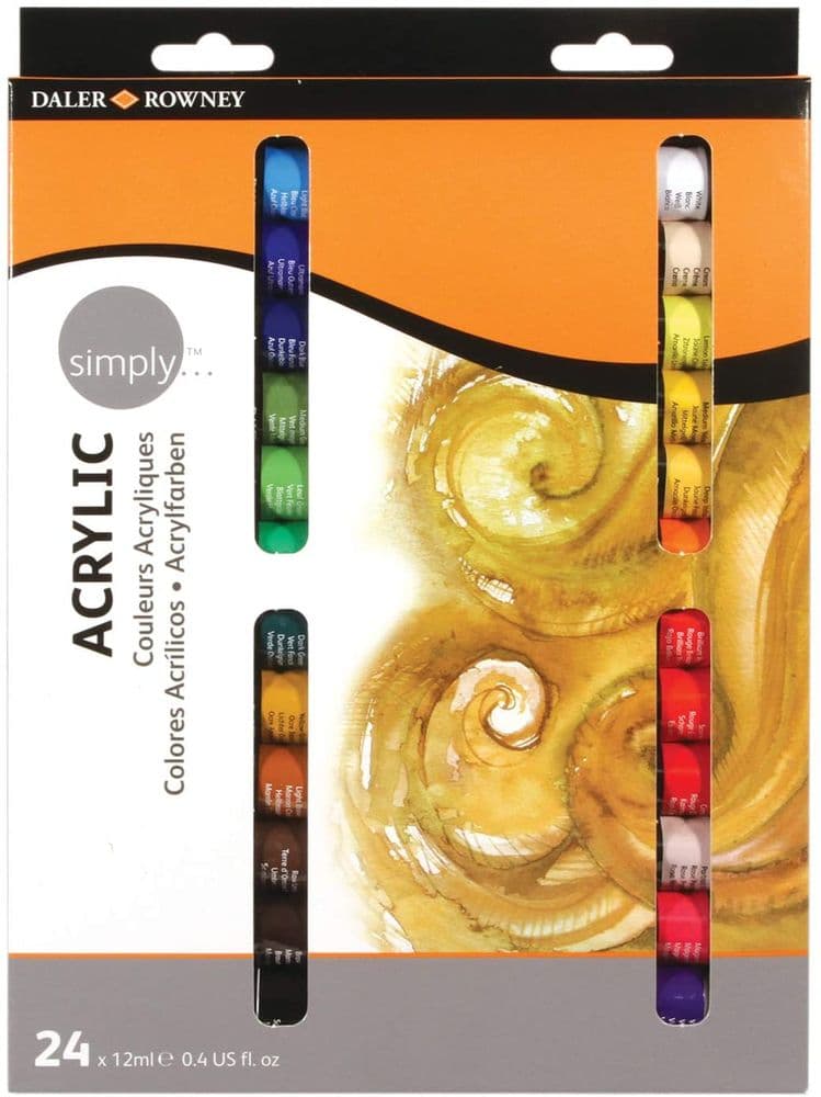 Daler Rowney Simply Acrylic Set of 24 x 12ml Tubes