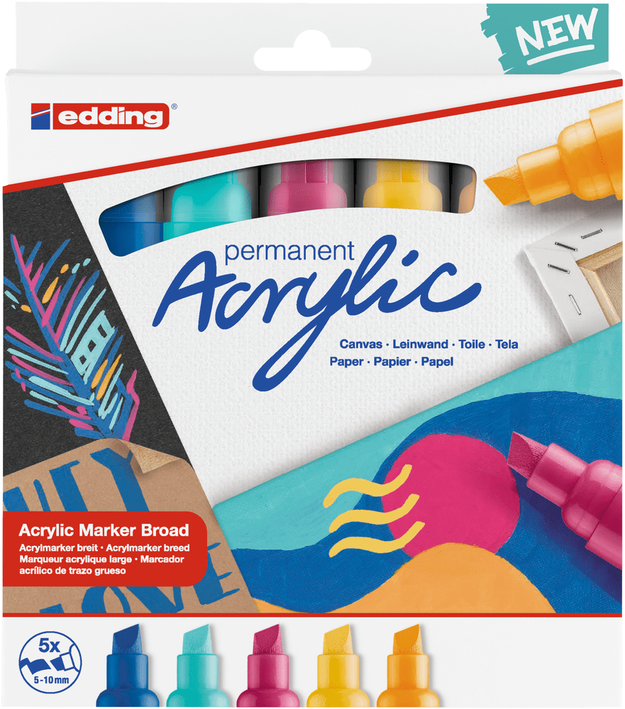 Edding Acrylic Paint Pens Large Set of 5 Colours