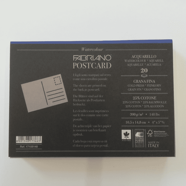 Fabriano Watercolour Postcards Pad 20 Sheets