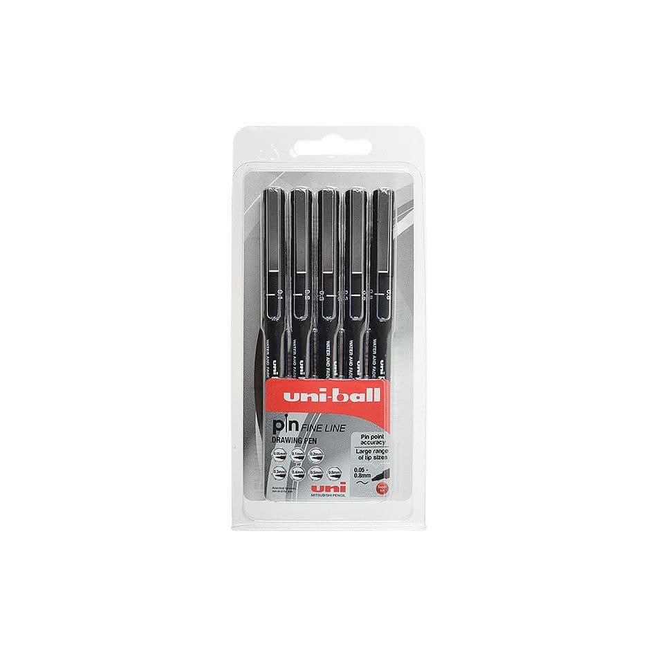 Uni Pin Fine Line Drawing Pen Set of 5