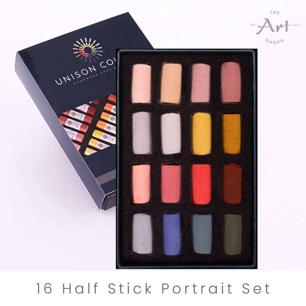 Unison Artists Soft Pastels - Portrait Set of 16 Half Stick Colours