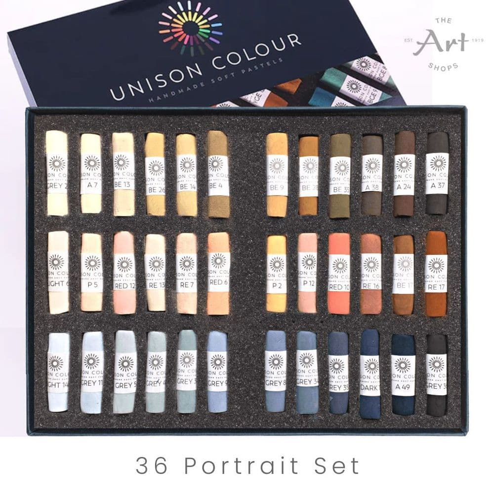 Unison Artists Soft Pastels - Set of 36 Portrait Colours