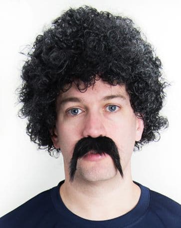 Scouser 70 s 80 s Perm Wig and Moustache