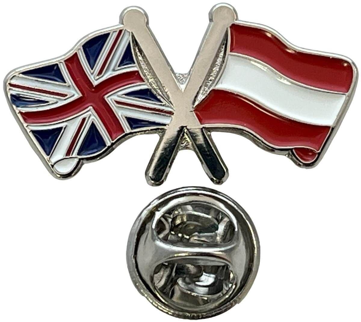 Union Jack & Austria Pin Badge | flagly.co.uk | We Sell Flags
