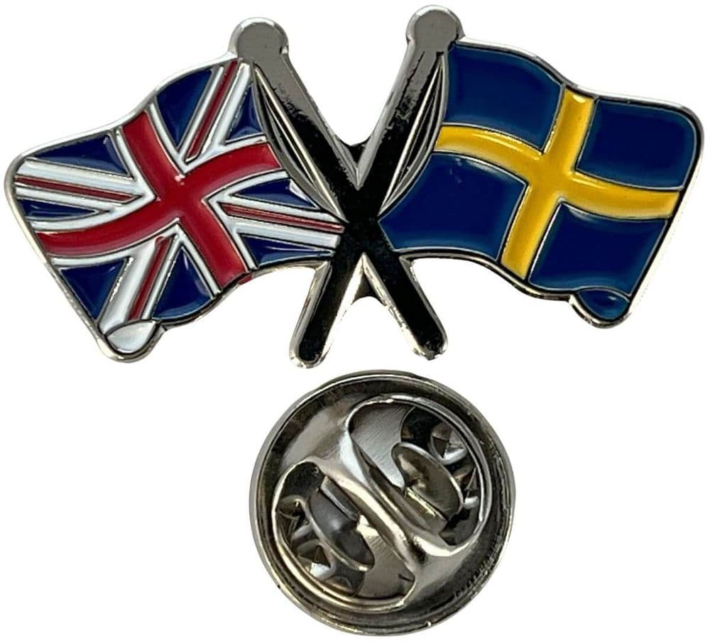 Union Jack & Sweden Pin Badge | flagly.co.uk | We Sell Flags