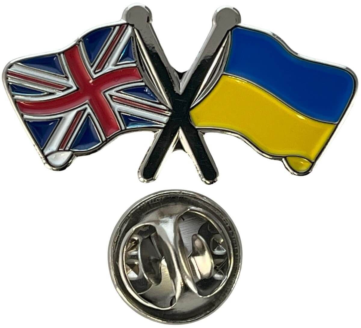 Union Jack & Ukraine Pin Badge | flagly.co.uk | We Sell Flags