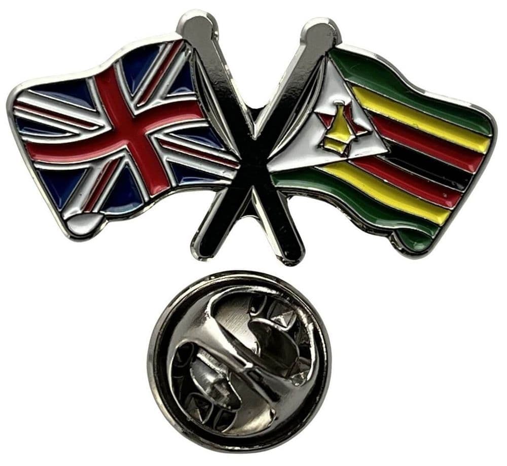 Union Jack & Zimbabwe Pin Badge | flagly.co.uk | We Sell Flags