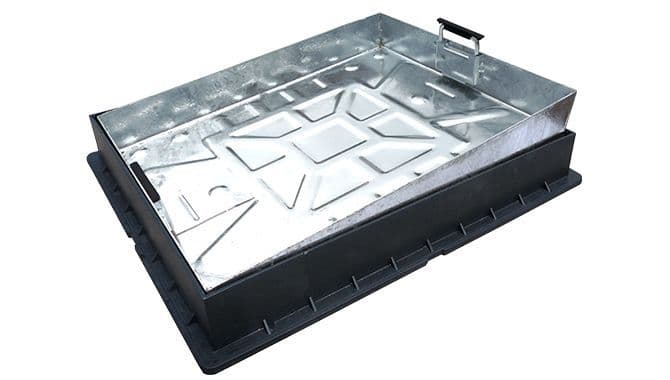 EJ Manhole Cover Recessed For Up to 65mm Paving 10 Tonne Galv Lid Poly ...