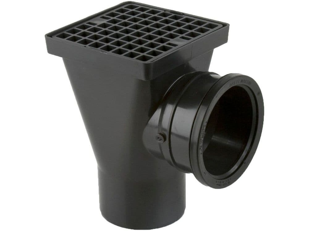 Square Hopper 160mm with 110mm Inlet - Black