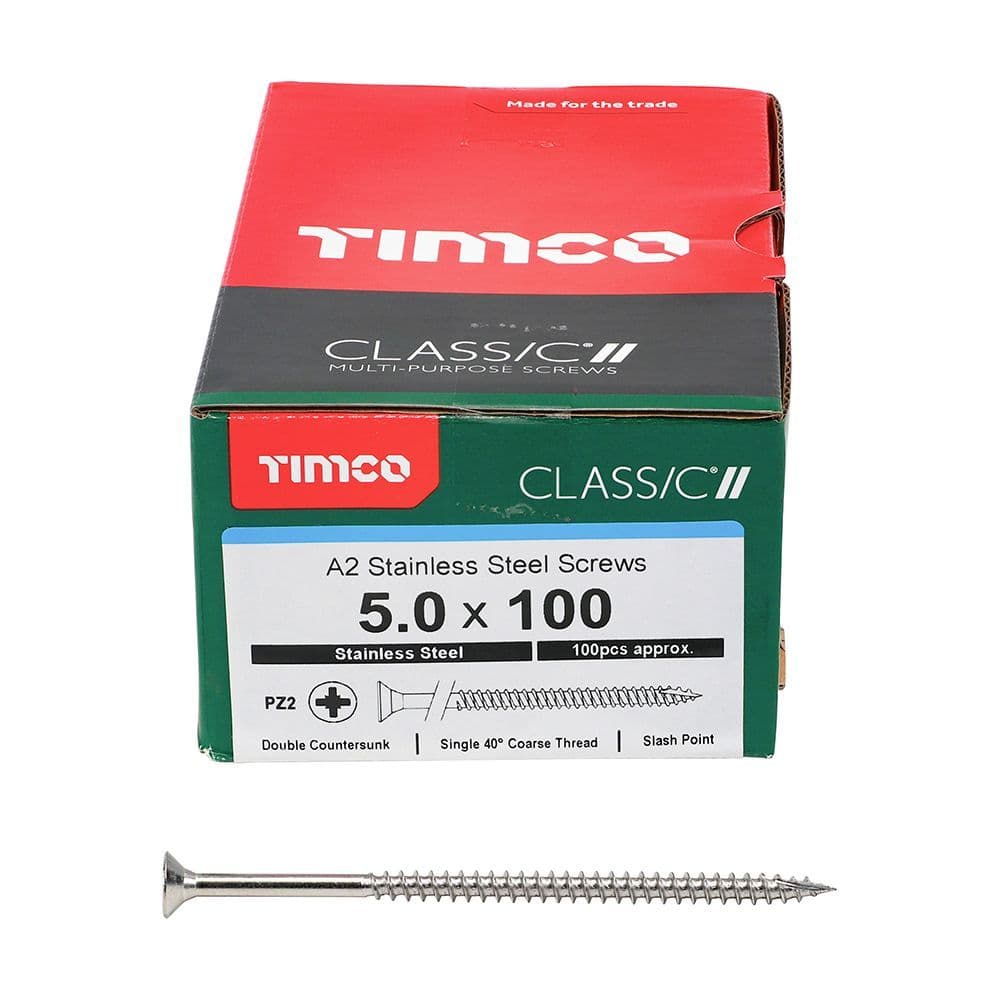 Timco Classic Screw Pz1 Csk - A2 S/S 5 0 X 100mm Box 200Pcs
