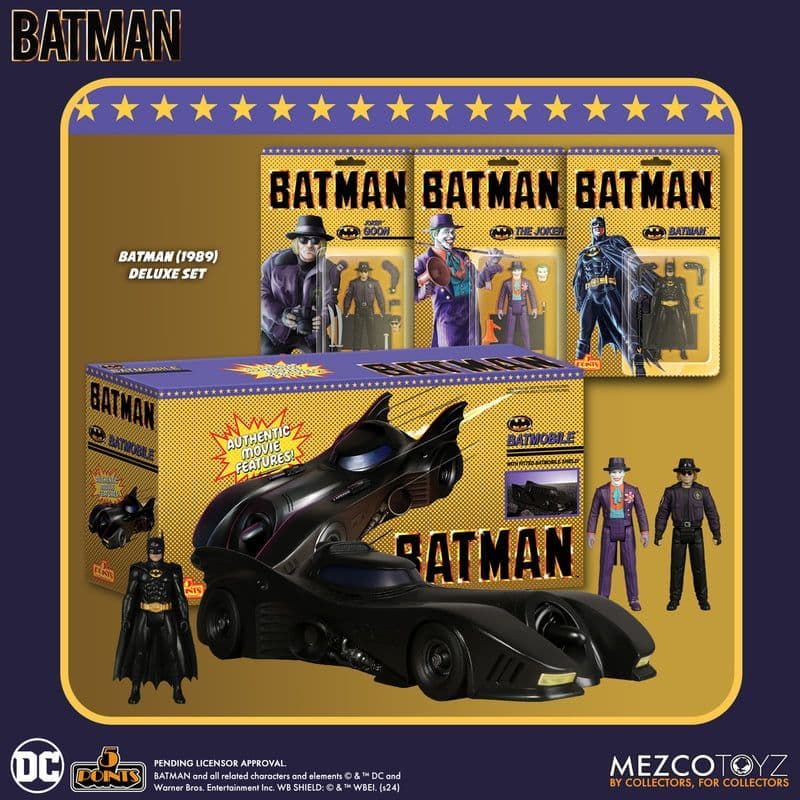 Mezco Toyz 5 Points Batman 1989 Deluxe Action Figure and Batmobile Set - Pre-Order