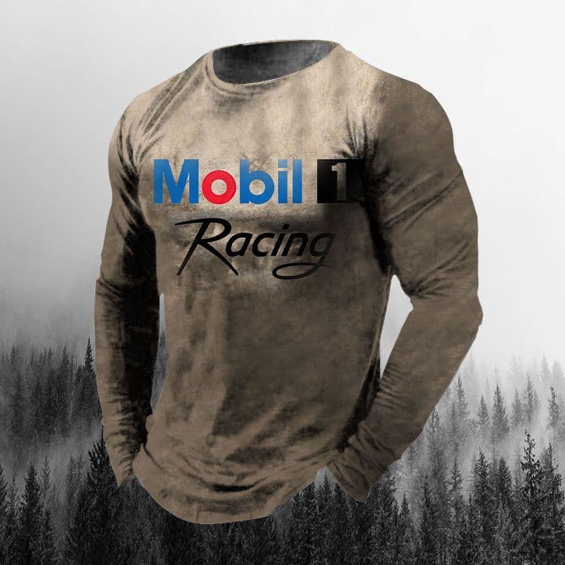 Mobil L/S Motorsport Inspired Adult 3d Print T Shirt