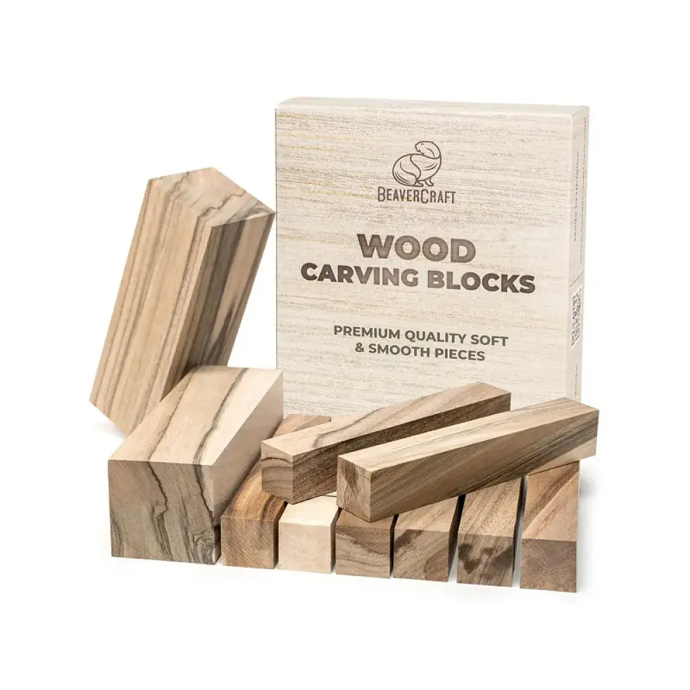 BeaverCraft BW10 - 10 Piece Set of Walnut Carving Blocks