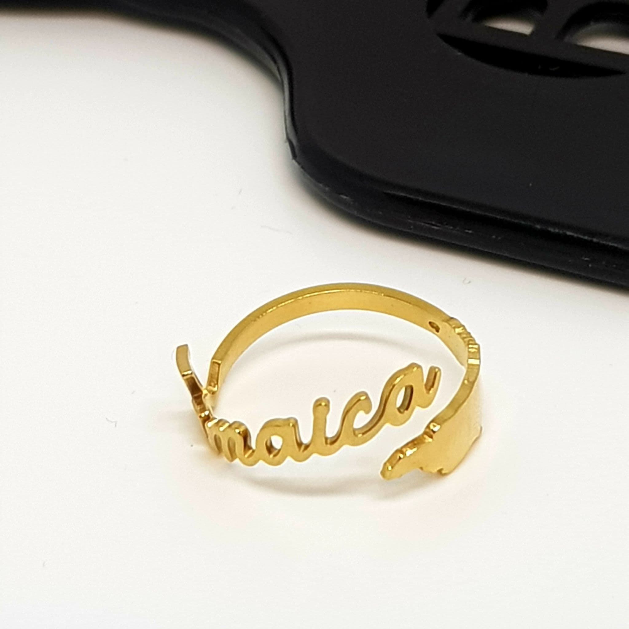 Cursive Jamaica Ring-Gold