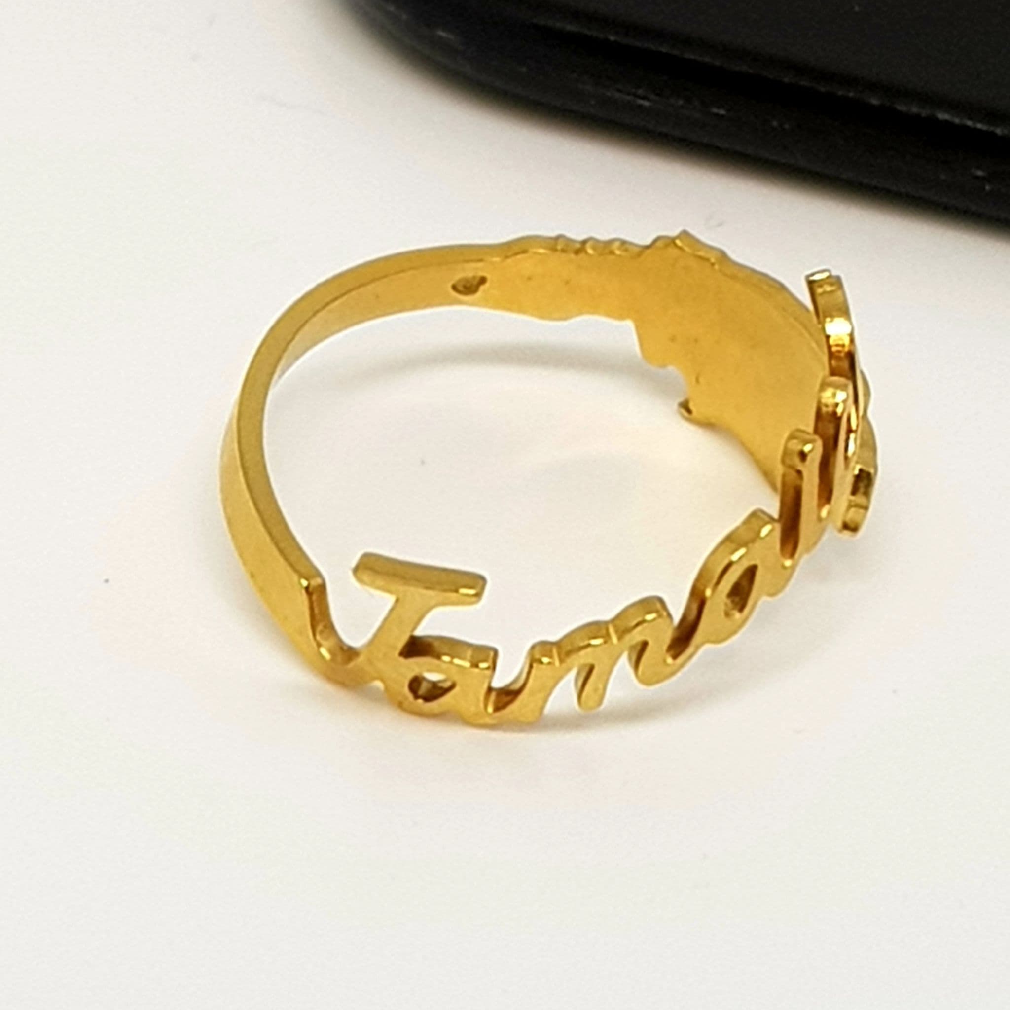 Cursive Jamaica Ring-Gold