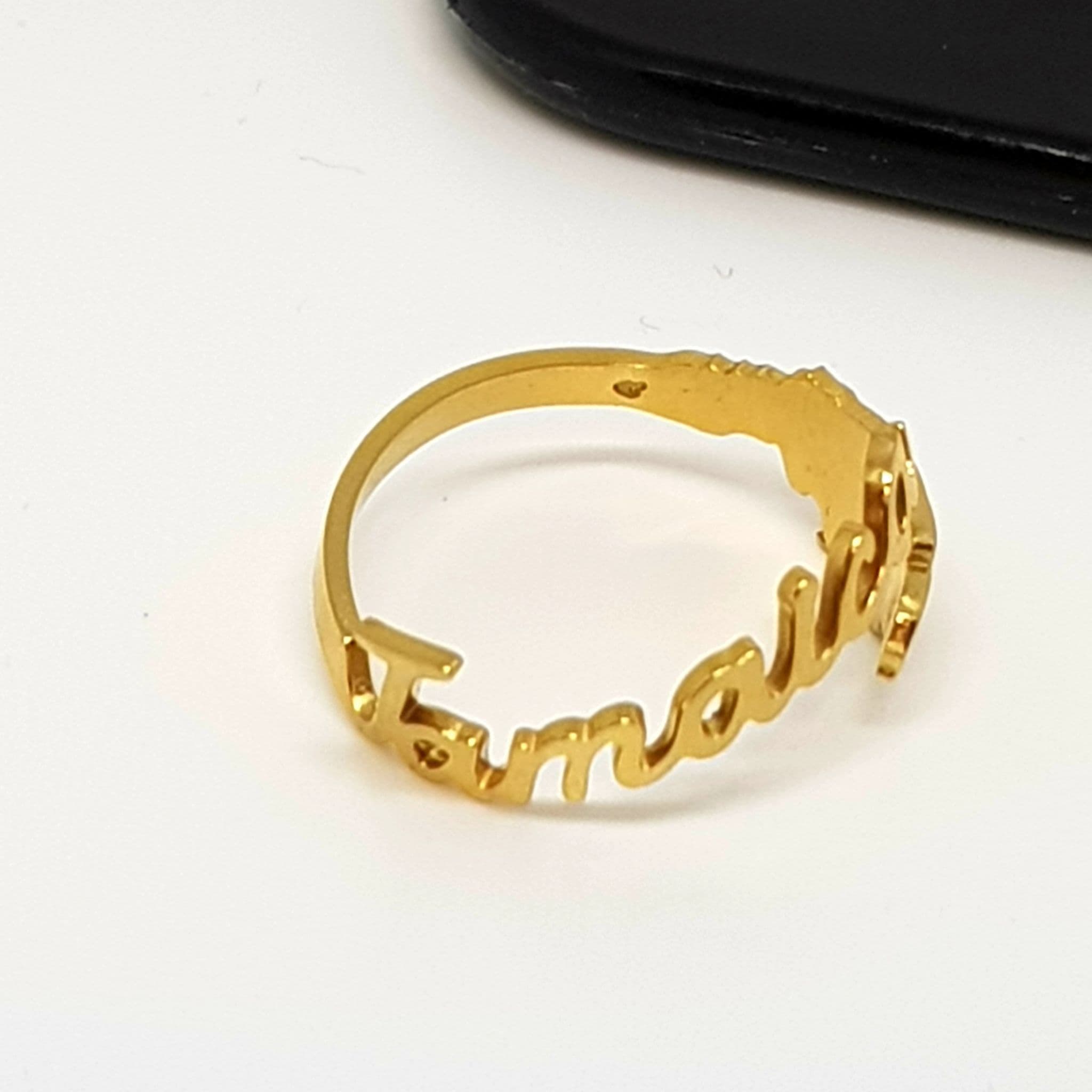 Cursive Jamaica Ring-Gold