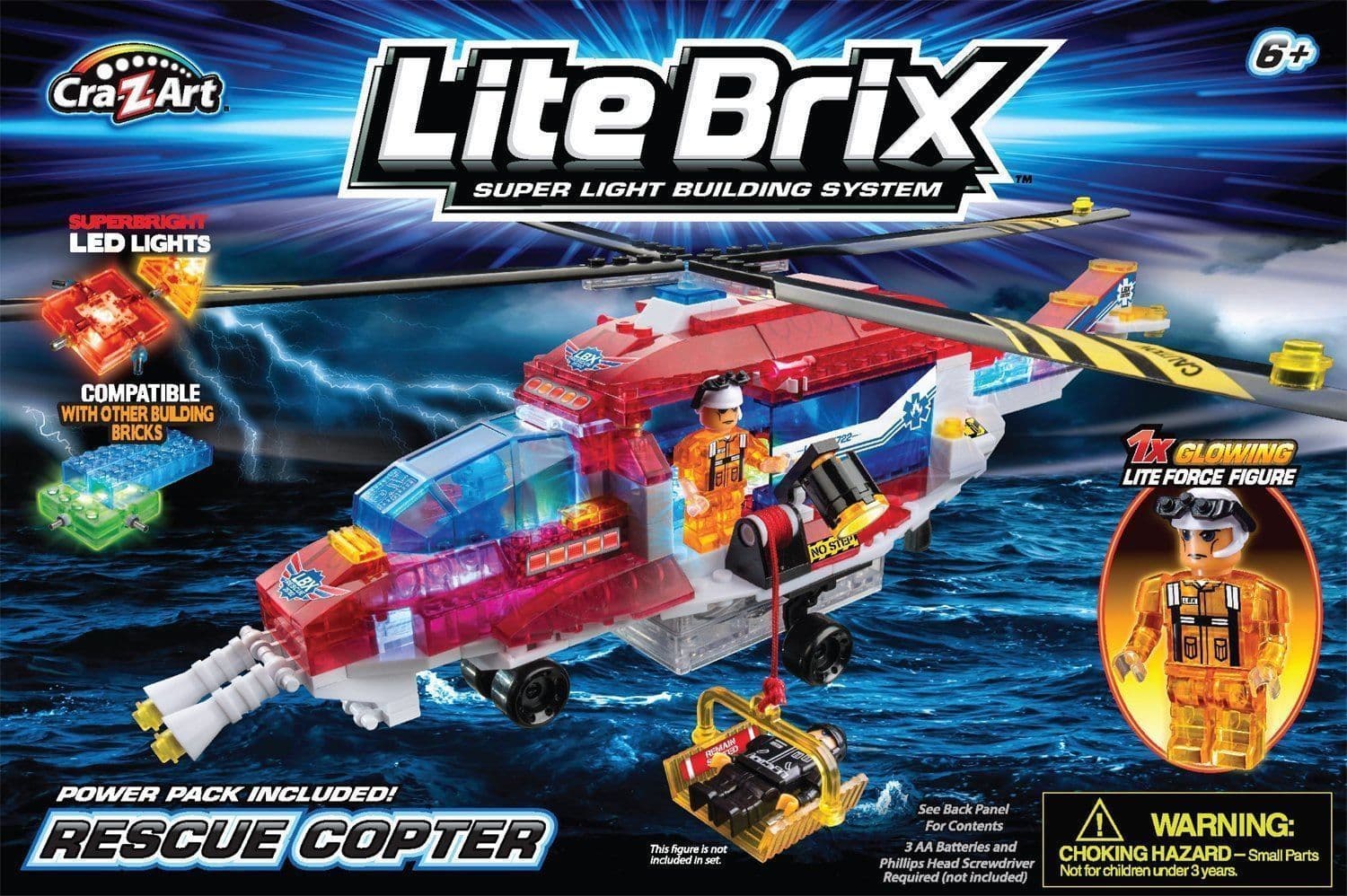 Lite Brix RESCUE COPTER - Light Building System - Helicopter - NEW