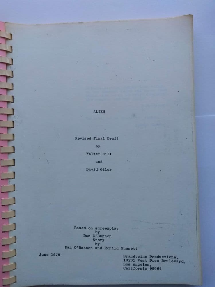 ALIEN Revised final draft June 1978 Walter Hill & David Giler Ring bound