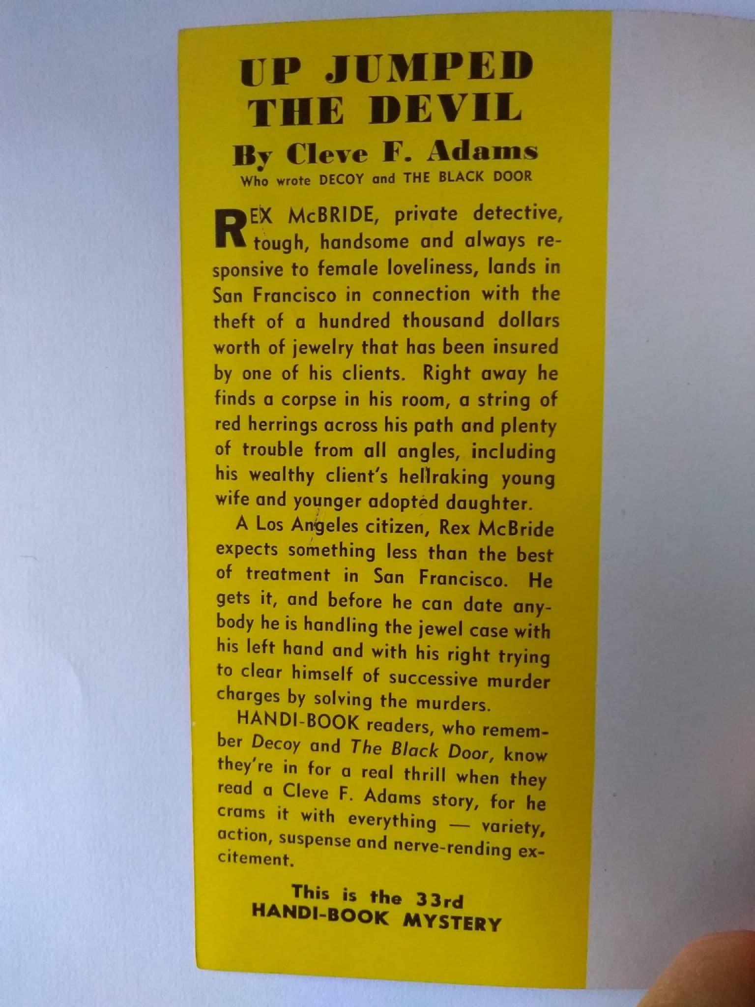 HANDI - BOOKS UP JUMPED THE DEVIL BY CLEVE F ADAMS & x28;NO 33& x29 ...