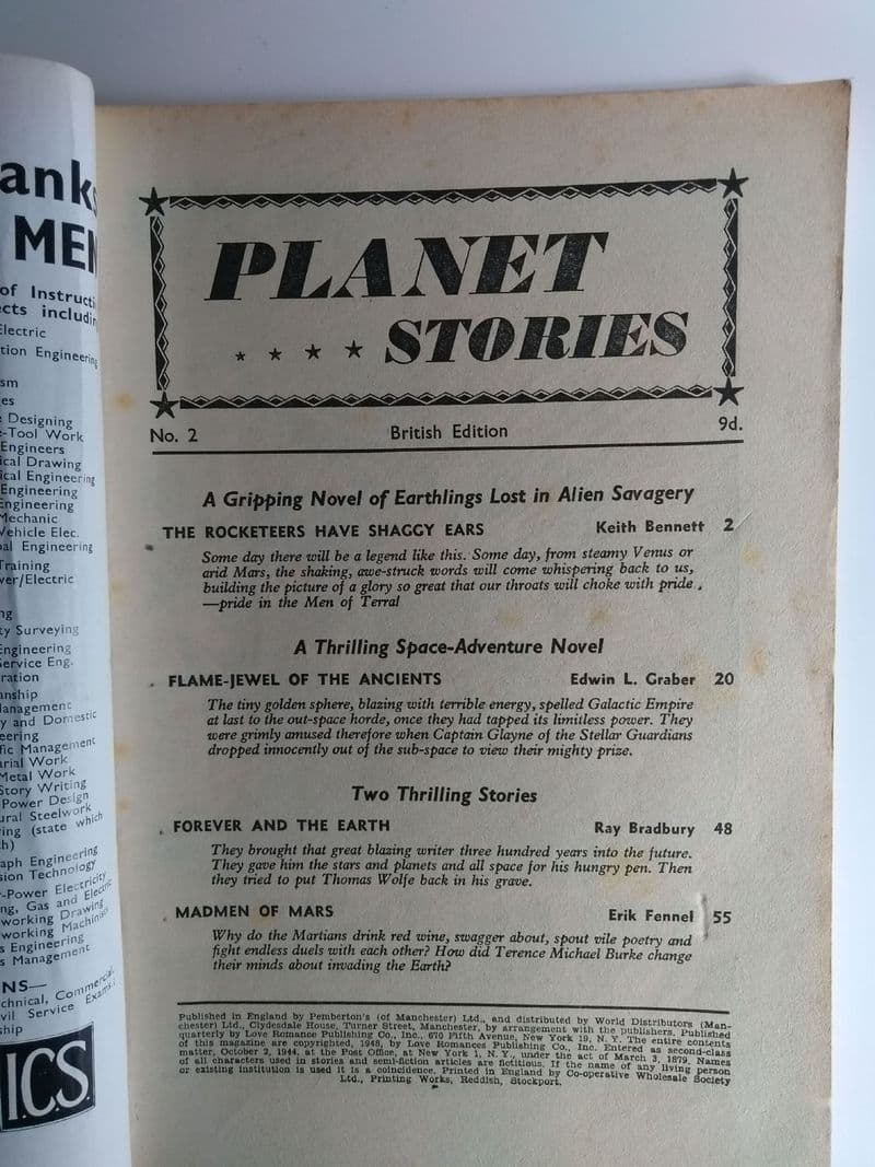 PLANET STORIES British Edition No 2 1950