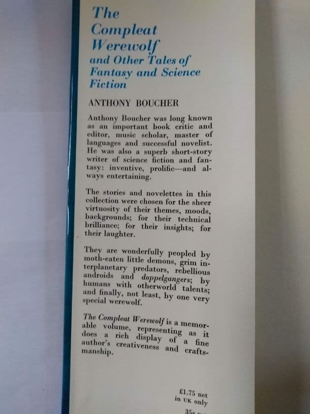 THE COMPLEAT WEREWOLF by Anthony Boucher Hardcover