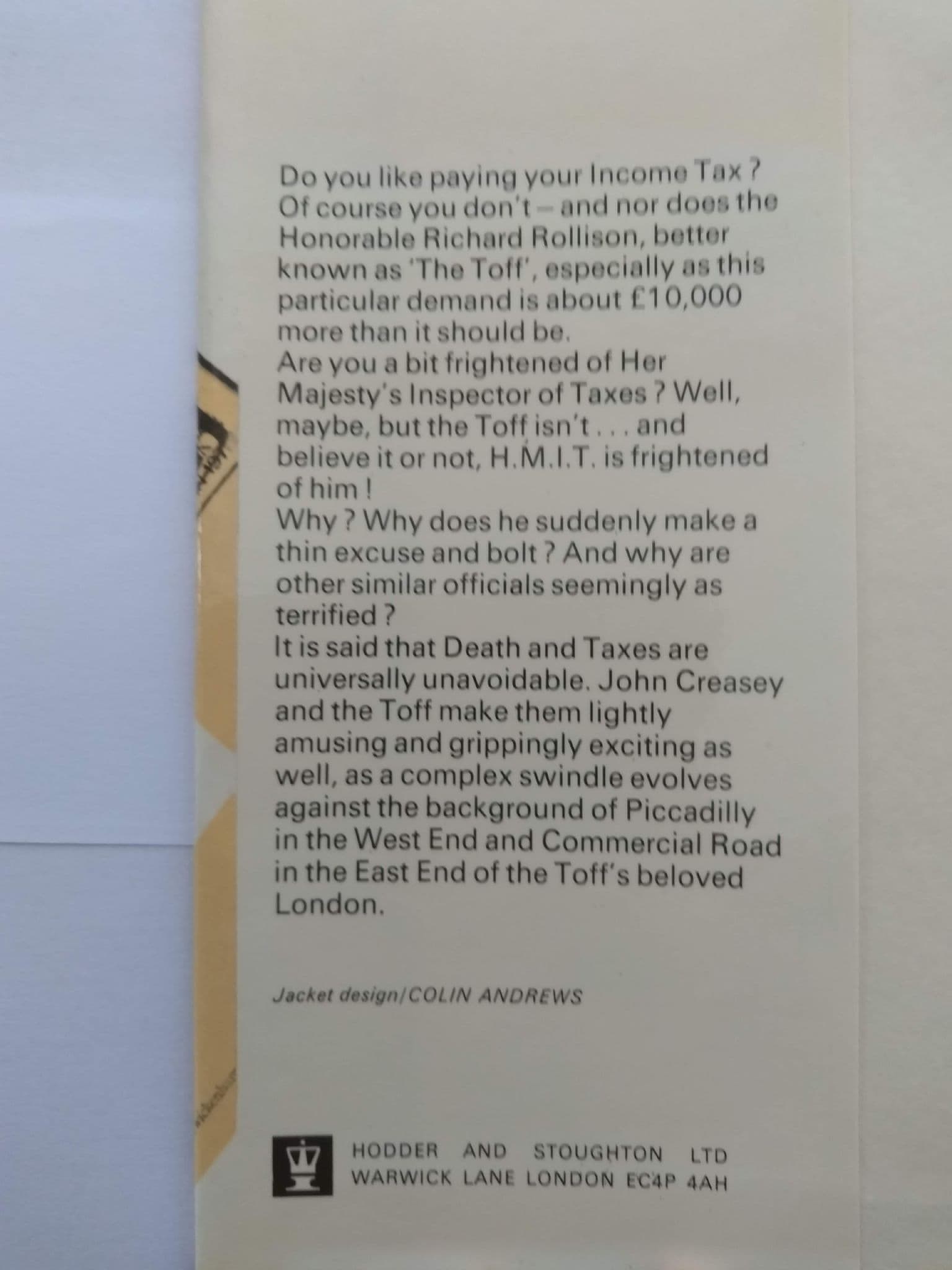 THE TOFF & THE TERRIFIED TAXMAN BY JOHN CREASEY HARDBACK