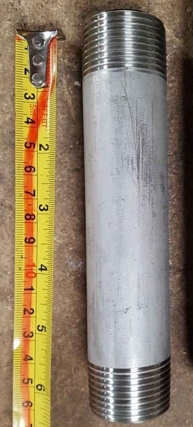 Boiler Pipe Connection 1 Inch BSP x 6 Inch long Stainless Steel