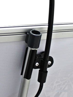 LED Banner Light Clips On To A Banner Stand pole