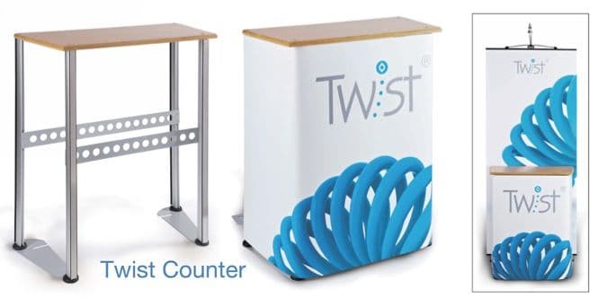 TWIST COUNTER IN A CHOICE OF COLOURS COMPATIBLE WITH A TWIST BANNER SYSTEM