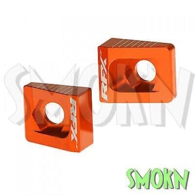 KTM SX Axle Blocks fit SX 65 02-15 RFX Rear Axle Spindle Adjusters Orange