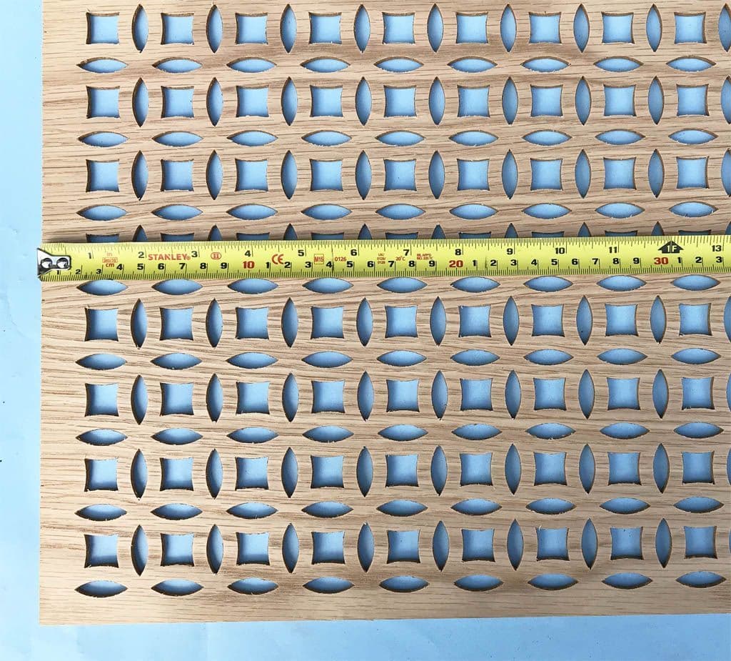 Filigree Oak veneer faced perforated MDF screening panel